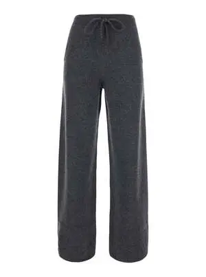 Max Mara Fiabe' Grey Trousers With Pockets And Elasticated Waist In Cashmere - Gray