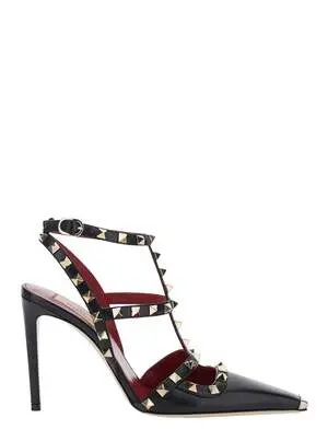 Valentino Garavani Ankle Strap | Rockstud | T. 100 | Capretto/platinum Studs/platinum Tip - Multicolor