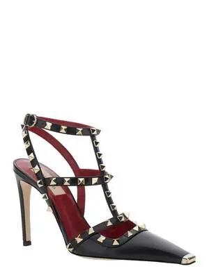 Valentino Garavani Ankle Strap | Rockstud | T. 100 | Capretto/platinum Studs/platinum Tip - Multicolor