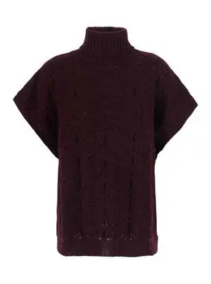 Etro High-neck Sweater With Wide Short Sleeves In Blend Wool - Brown