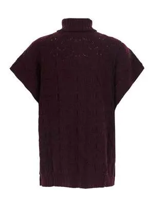 Etro High-neck Sweater With Wide Short Sleeves In Blend Wool - Brown