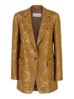 Dries Van Noten Dries Van Noten Women Blanchet Jacket With Classic Collar And Long Sleeves In Tech Fabric Metallic Unisex Multicolor