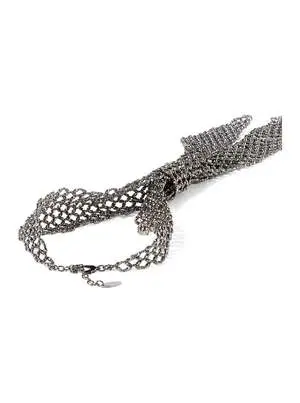 Brunello Cucinelli Silver Colored Necklace With Mesh Texture And All-over Monili Design In Silver For - Multicolor