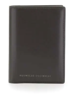 Brunello Cucinelli Brown Wallet With Logo Lettering On The Front In Leather For - Multicolor