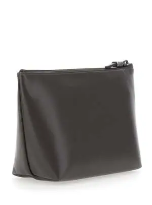 Brunello Cucinelli Brown Beauty Case With Embossed Logo Lettering On The Front In Leather - Multicolor