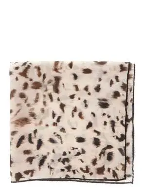 Brunello Cucinelli Beige Scarf With All-over Print In Silk For