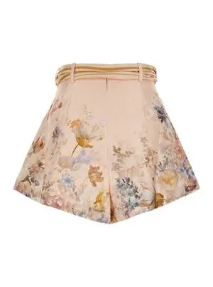 Zimmermann Valiant Tuck Short Skirt In Pink Silk And Cotton For - Multicolor