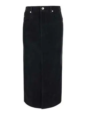Isabel Marant Étoile Bisane' Skirt With Logo Patch On The Back In Leather-effect Fabric For - Black