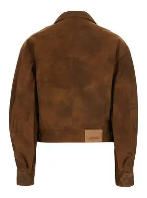 Isabel Marant Étoile Jacket Belma-gc With High Collar And Long Sleeves In Tech Fabric Brown - Multicolor