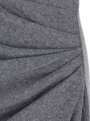 Isabel Marant Étoile Naerys' Grey Long Dress With Asymmetric Design And All-over Ruching In Fabric For - Gray