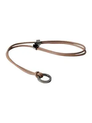 Brunello Cucinelli Beige Necklace With Engraved Logo And Key Fobs In Leather For - Multicolor