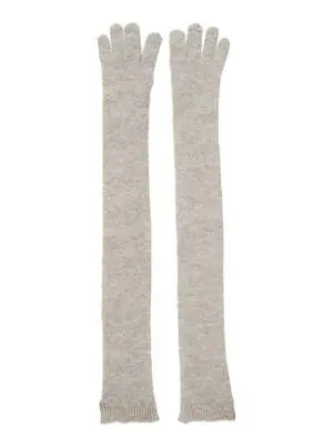 Brunello Cucinelli Grey Gloves With All-over Applied Sequins In Wool And Mohair Blend - Multicolor