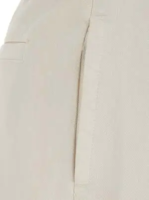 Brunello Cucinelli Beige Pants With Front Pleats And Monile At The Back In Cotton Blend For - Multicolor