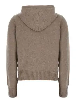 Max Mara Primo' Beige Hoodie With Hood And Long Sleeves In Cashmere For