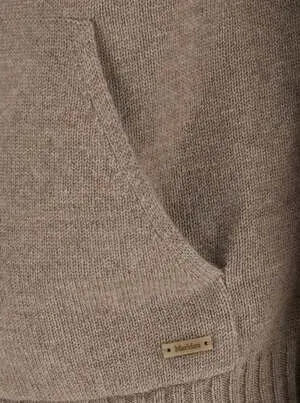 Max Mara Primo' Beige Hoodie With Hood And Long Sleeves In Cashmere For