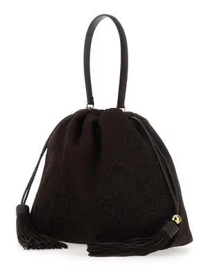 Etro Kalispera' Shoulder Bag With Drawstring Closure And Embroidery In Suede For