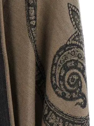 Etro Brown Hooded Cape With All-over Paisley Motif In Wool For - Multicolor