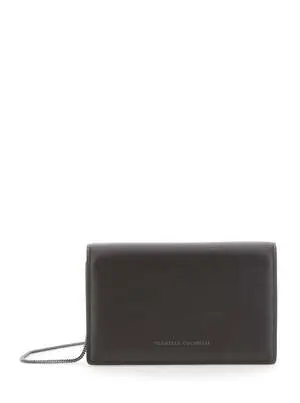 Brunello Cucinelli Brown Wallet With Front Logo Lettering In Leather - Multicolor