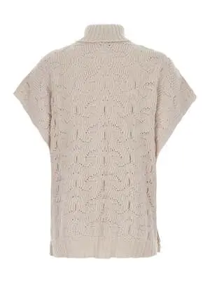 Etro High-neck Sweater With Wide Short Sleeves In Blend Wool