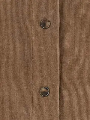 Brunello Cucinelli Beige Shirt With Classic Collar In Corduroy For - Multicolor