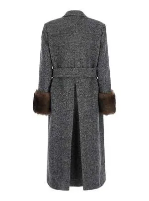 Valentino Garavani Coat With Notched Collar And Long Sleeves In Grey Wool For - Multicolor
