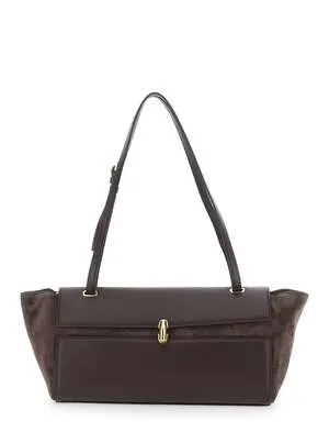 Savette Trapeze' Brown Shoulder Bag With Two Top Handles In Leather For - Multicolor