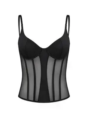 OW Sivara Mesh-panel Corset Top - Black