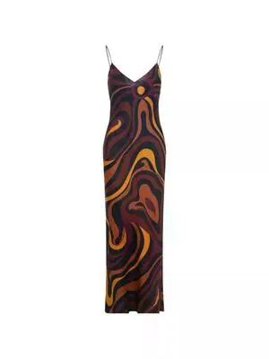 Emilio Pucci Marmo Print Silk Dress With Cape