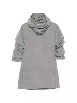 7 For All Mankind Ruched-sleeve Cowl-neck Mini Dress - Grey