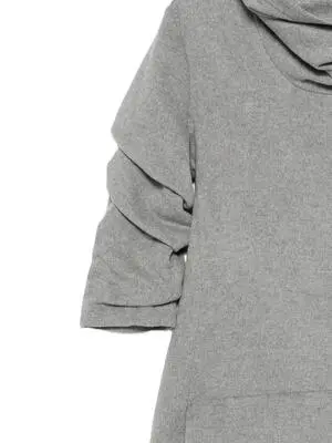 7 For All Mankind Ruched-sleeve Cowl-neck Mini Dress