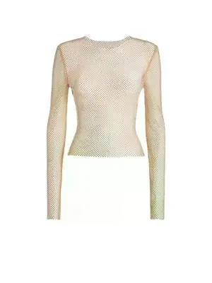 GENNY Crystal-embellished Mesh Top - Pink