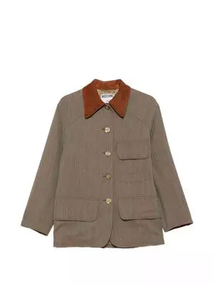 Moschino 1990s Herringbone Button-up Jacket - Brown