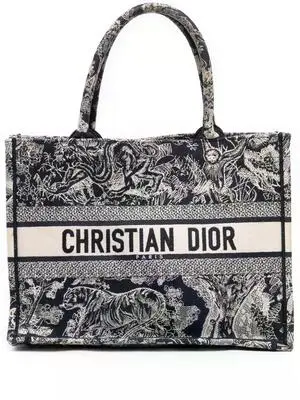 Dior 2021 Medium Canvas Embroidered Reverse Dioriviera Toile De Jouy Book Tote Bag - Blue