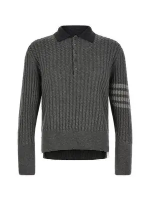 Thom Browne 4-bar Cable-knit Sweater - Grey