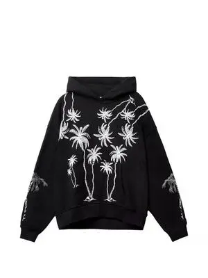 ONLY THE BLIND Palm-tree Embroidered Hoodie - Black