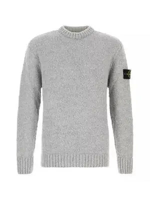 Stone Island Logo-patch Loose-fit Wool Sweater - Grey