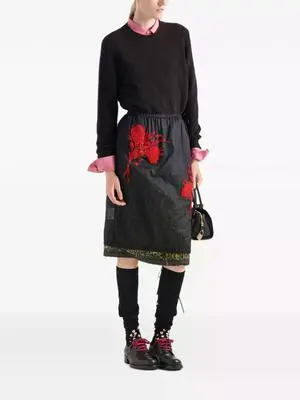 Prada Embroidered Organdy Midi-skirt