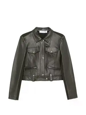 IRO PARIS Panelled Leather Jacket - Green