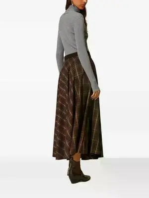 TWINSET Myfo Checked Flannel Midi Skirt