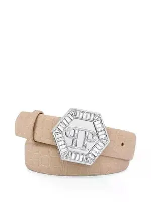 Philipp Plein Nubuck Belt Cocco - Neutrals