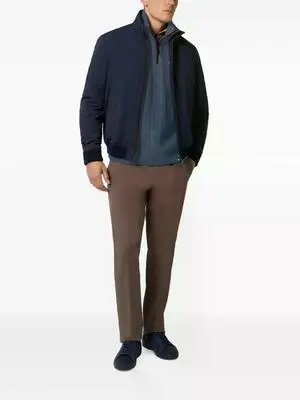 Paul & Shark Suede-panelled Half-zip Sweater