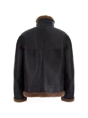 Saint Laurent Shearling-trim Leather Jacket