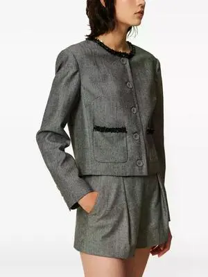 TWINSET Chevron Wool Blend Jacket