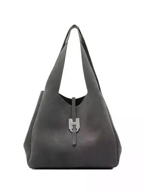 Hogan Logo-plaque Suede Tote Bag - Grey