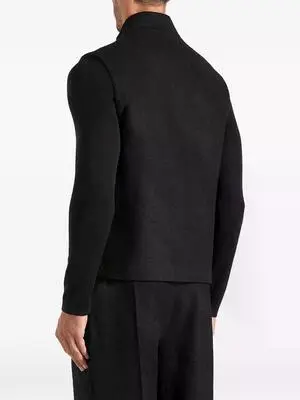 Manière De Voir Levi In Herringbone-brushed Wool Zip Gilet