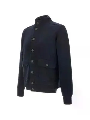 KANGRA High-neck Buttoned Cardigan - Blue