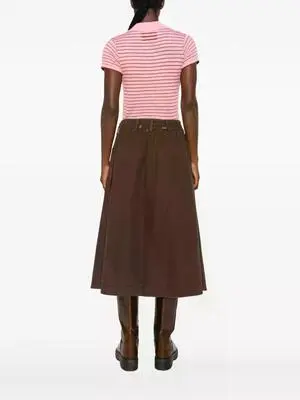 GOLDEN GOOSE Cotton Twill Midi Skirt - Brown