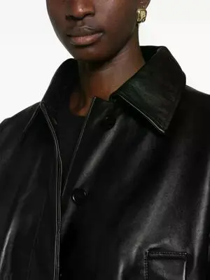 RÓHE Batwing-sleeve Leather Jacket - Black