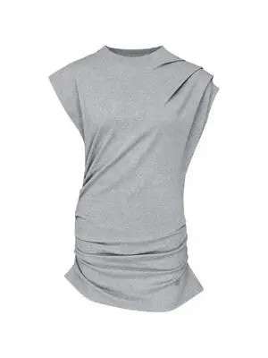 GANNI Top In Draped Jersey - Grey
