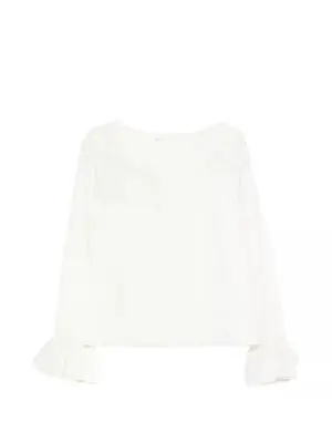 SUSANNE BOMMER Ruffle-cuff Boat-neck Shirt - White
